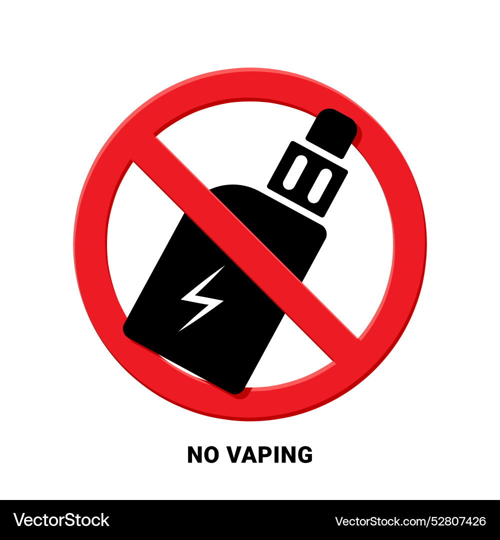 No Vaping Sign Forbidden Circle Black Vape Icon Vector Image