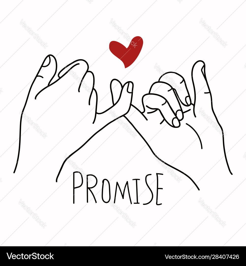 Promise outline with red heart concept Royalty Free Vector