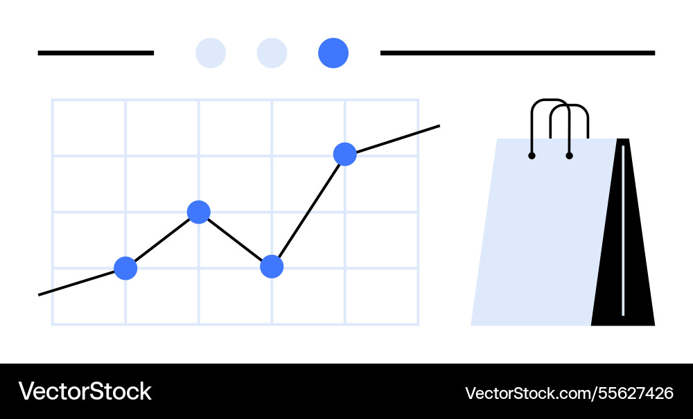 Sales growth chart with line graph and shopping Vector Image