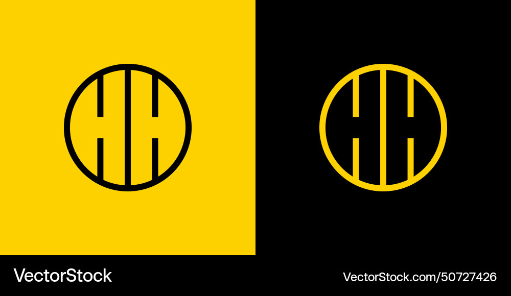 Simple hh letters circle logo set suitable Vector Image