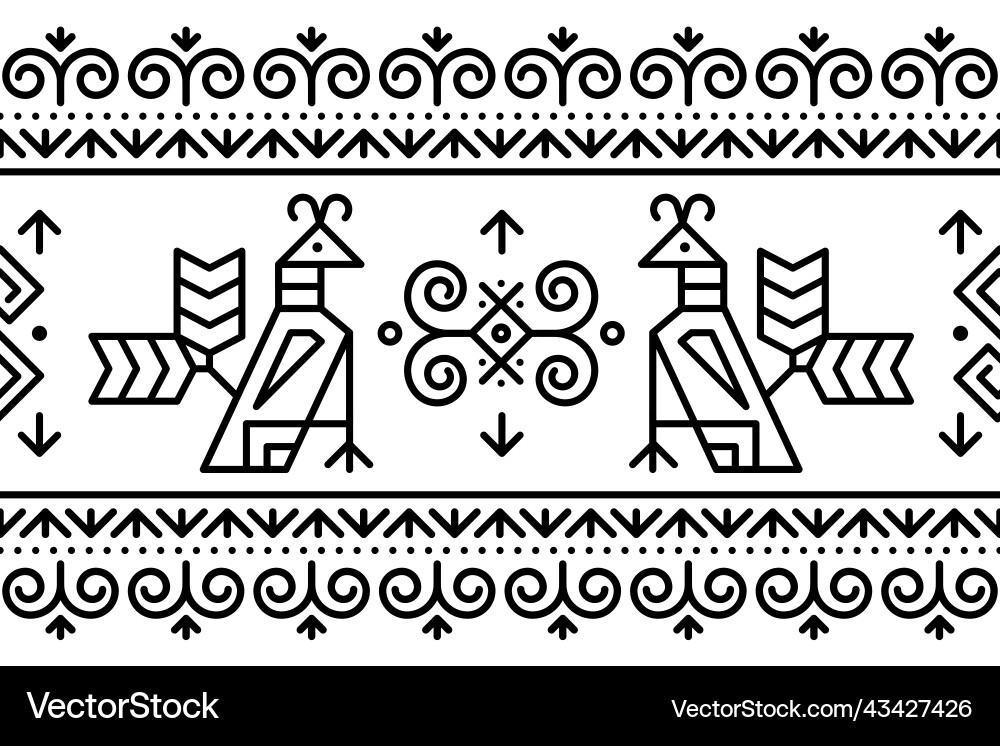 Slovak tribal folk art seamless pattern Royalty Free Vector