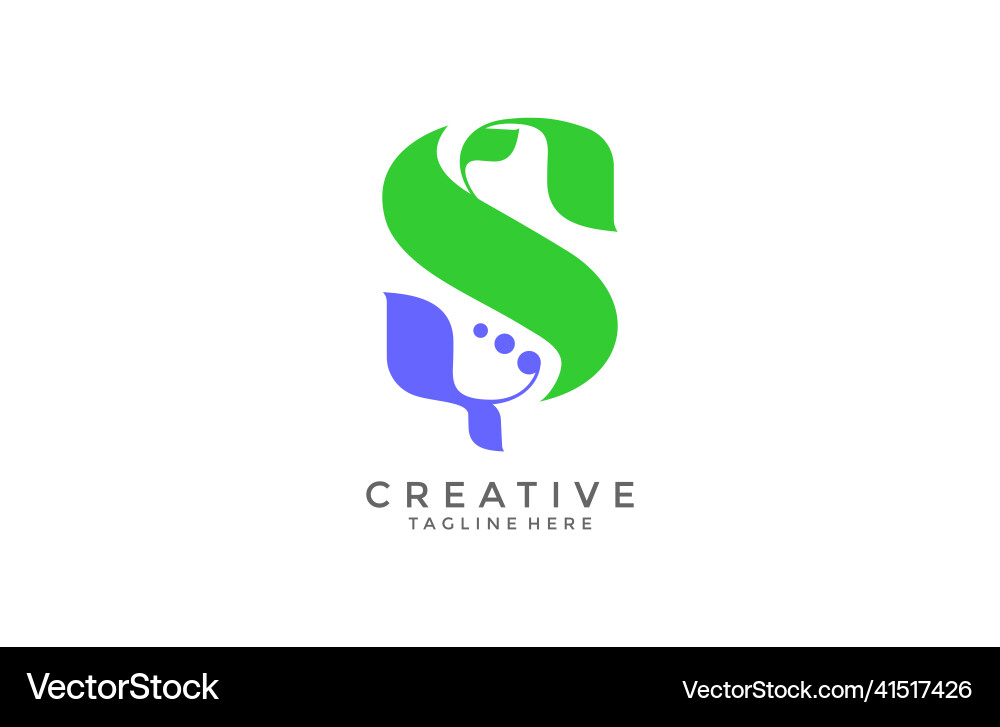 Typography s twotone color eco monogram logo Vector Image