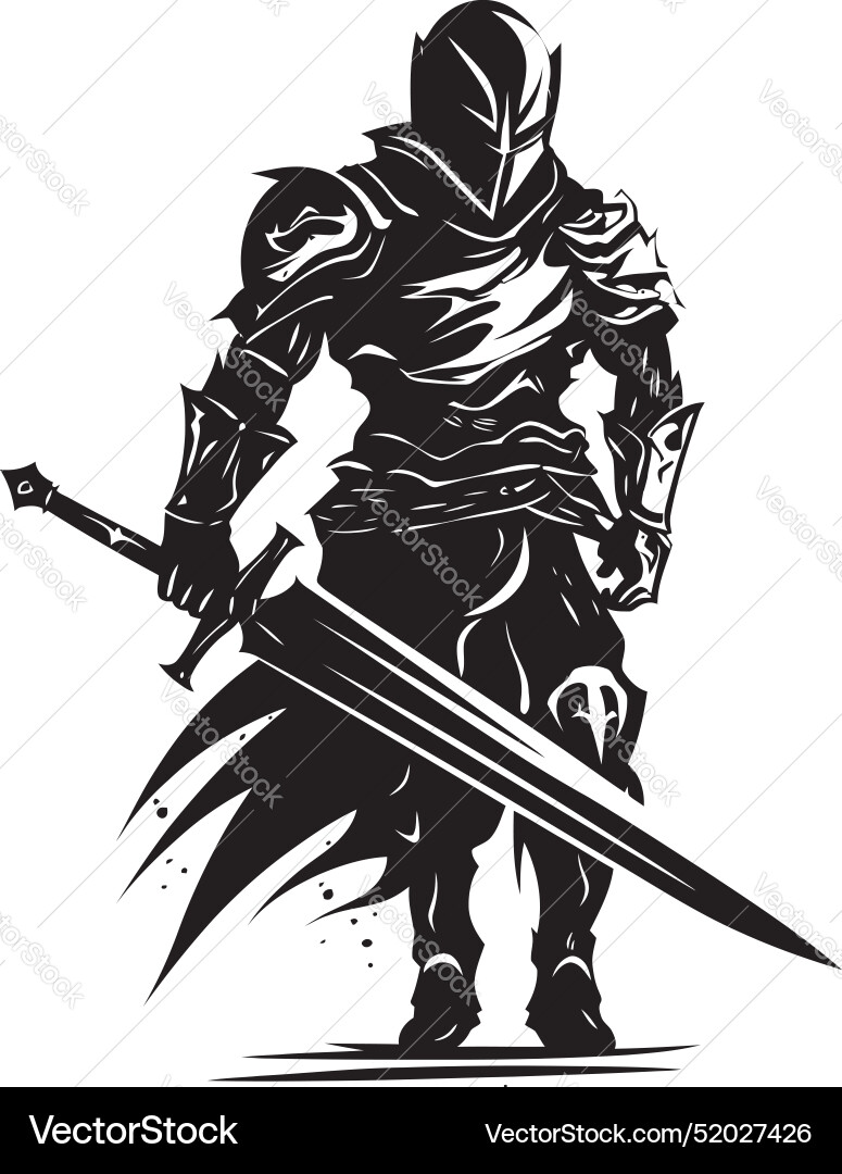 Warriors resolve knight soldier raised sword Vector Image