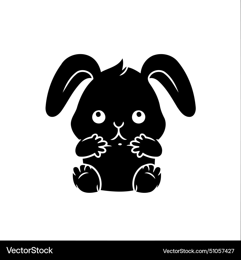 Cute cartoon rabbit with sad expression isolated Vector Image