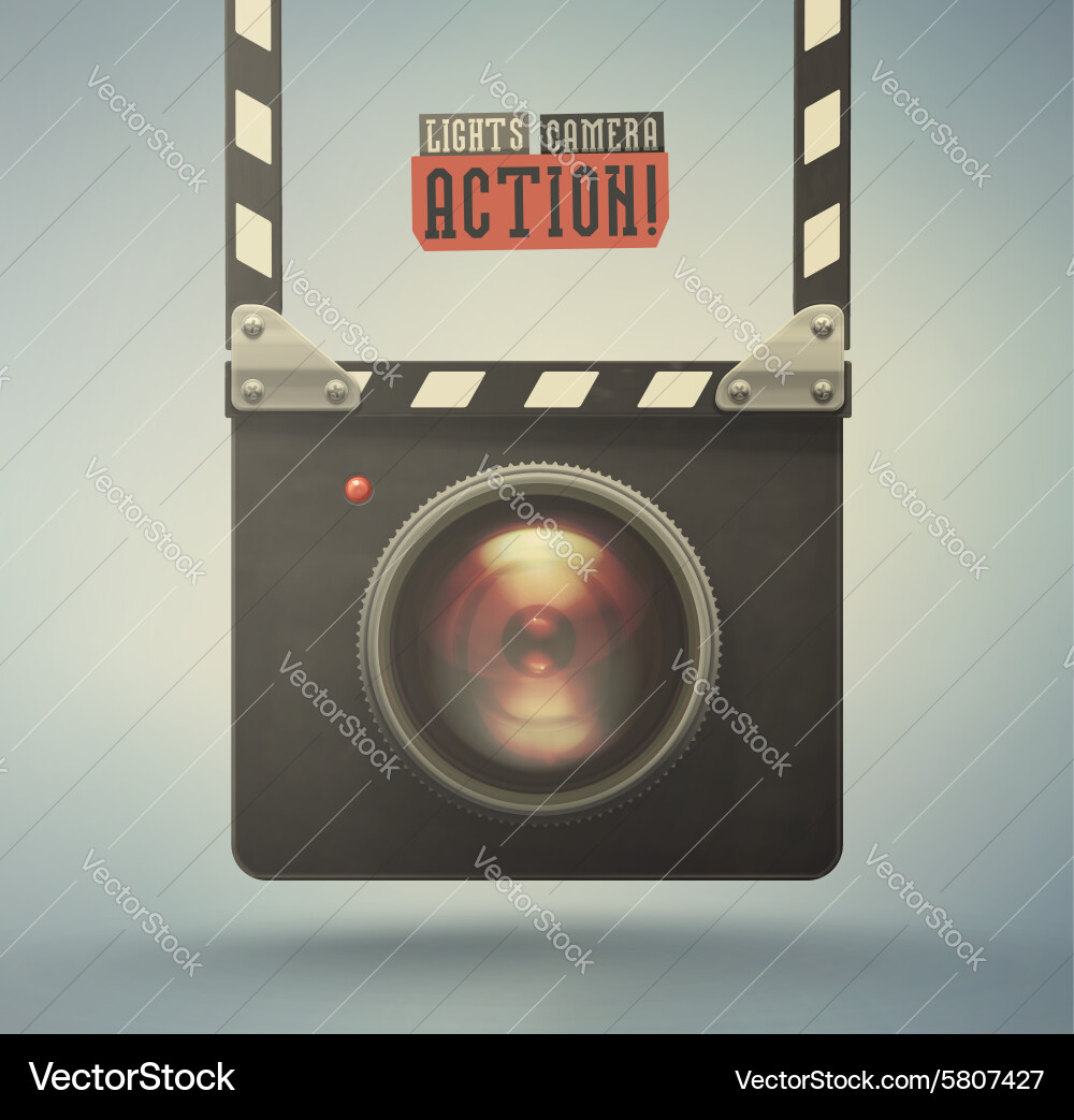 Lights camera action Royalty Free Vector Image