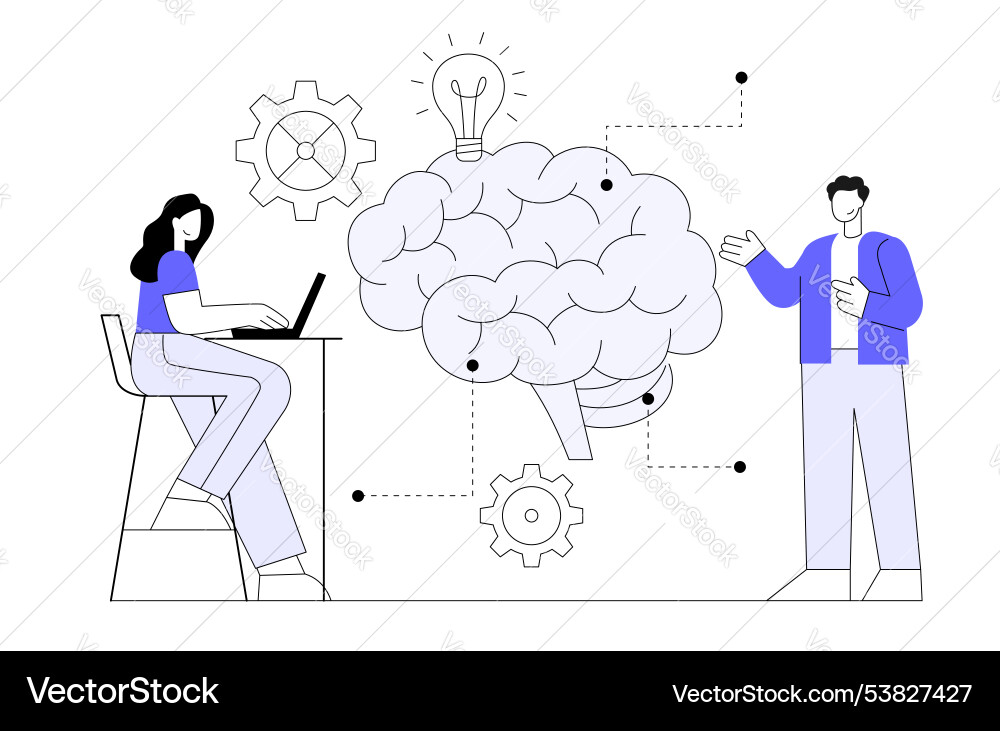 Man and woman talk about how brain works thinking Vector Image