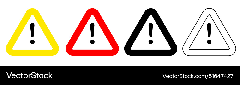 Set of triangle caution and attention signs Vector Image