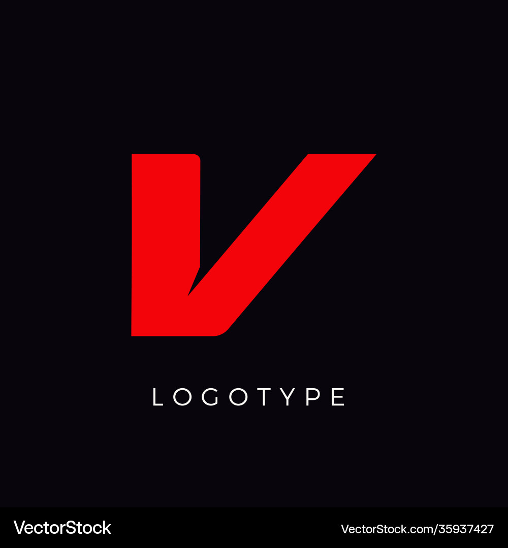Speed letter v red race monogram logo italic Vector Image