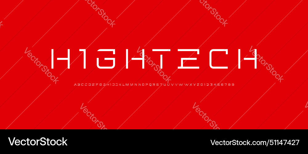 Trendy modern alphabet technology font Royalty Free Vector