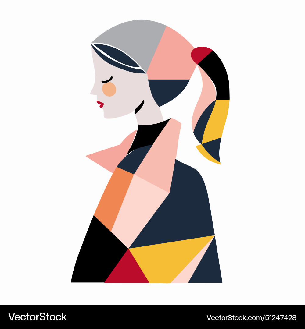Abstract female profile geometric shapes Vector Image