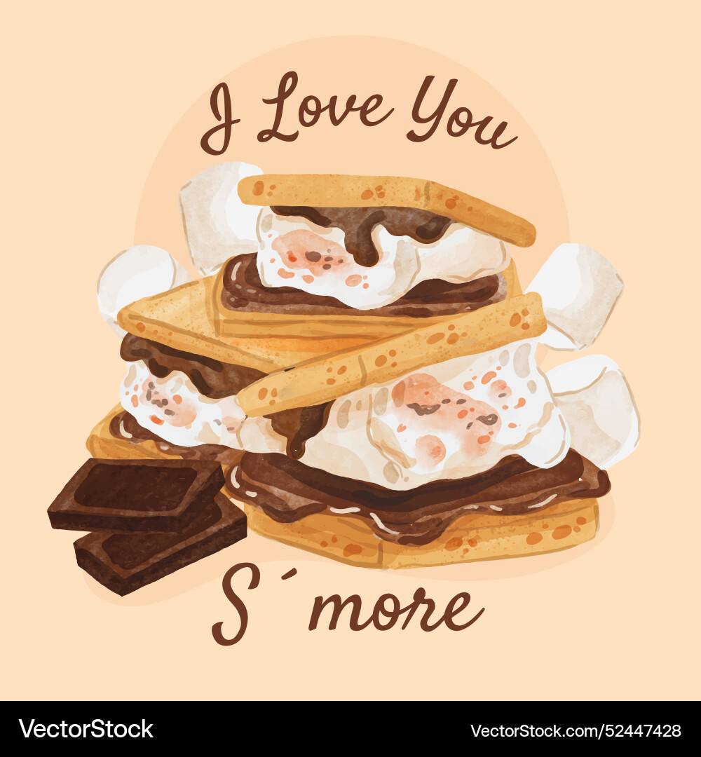 Hand painted watercolor smore Royalty Free Vector Image