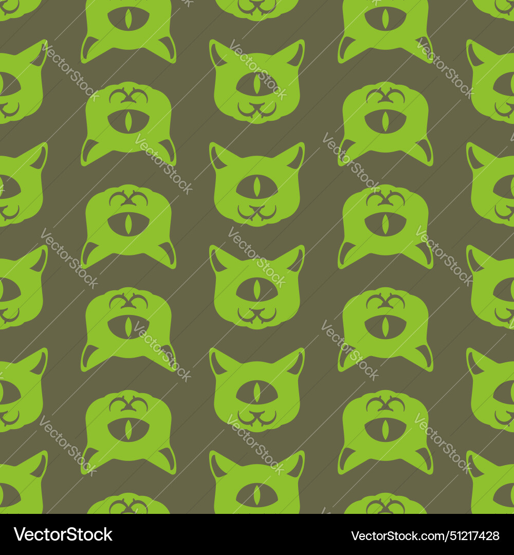 One eyed cat alien pattern seamless green monster Vector Image