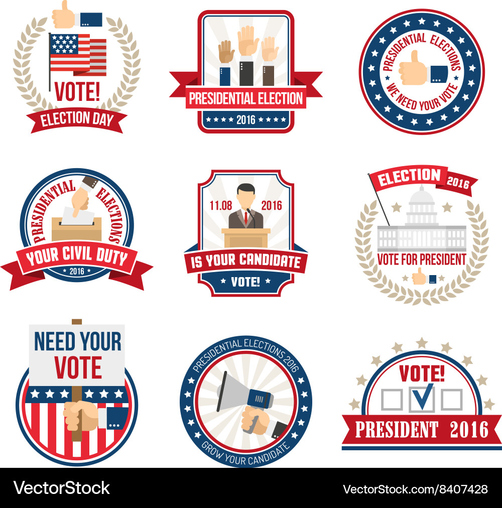 Presidential Election Labels & Emblems Vector Image