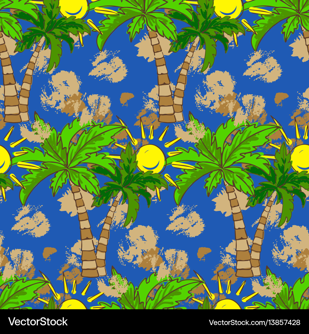 Seamless pattern with palm trees summer print Vector Image
