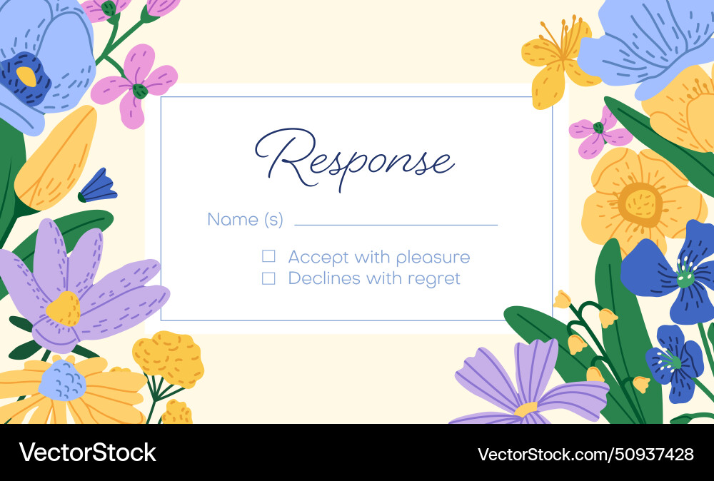 Template of response to invitation horizontal Vector Image