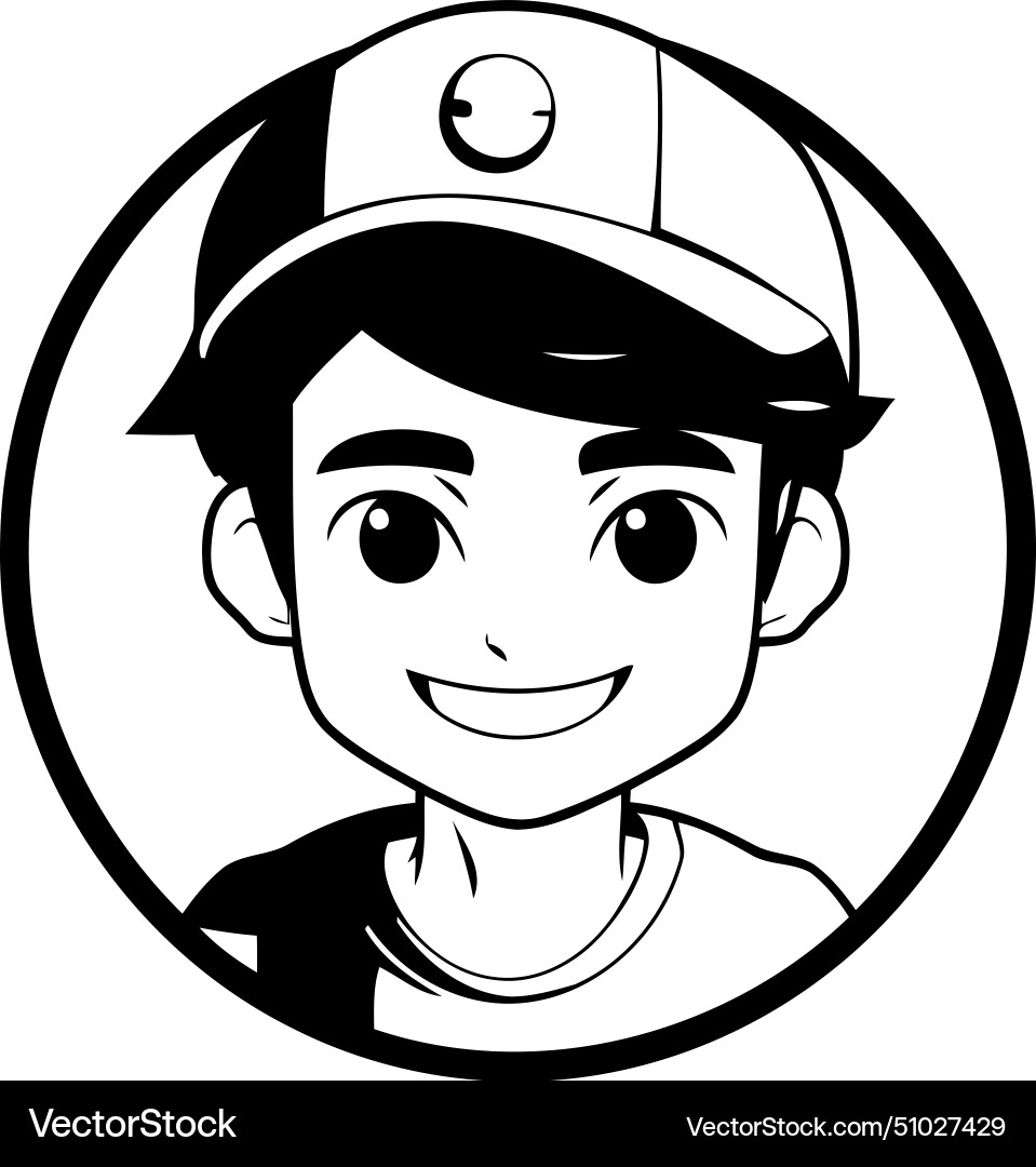 Cute boy in baseball cap cartoon style Royalty Free Vector