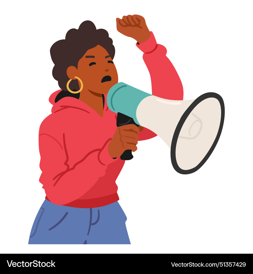 Determined african american woman character using Vector Image