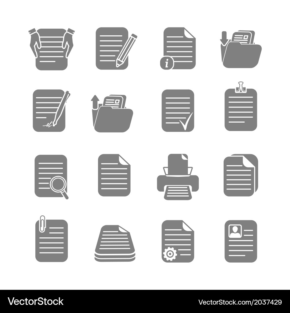 Dokumente Dateien und Ordner Icons Set Lizenzfreier Vektor