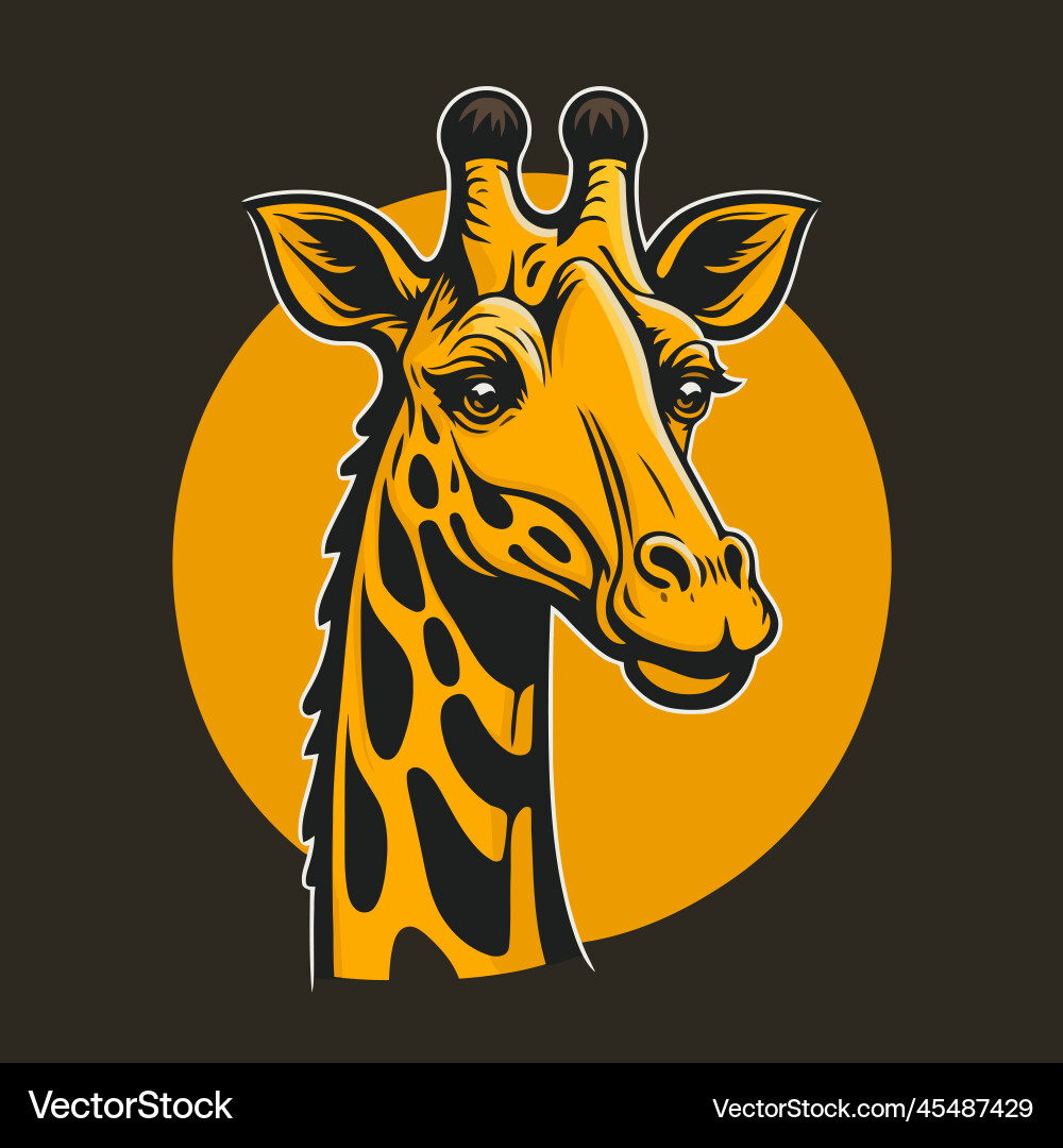 Giraffe head logo design mascot animal Royalty Free Vector