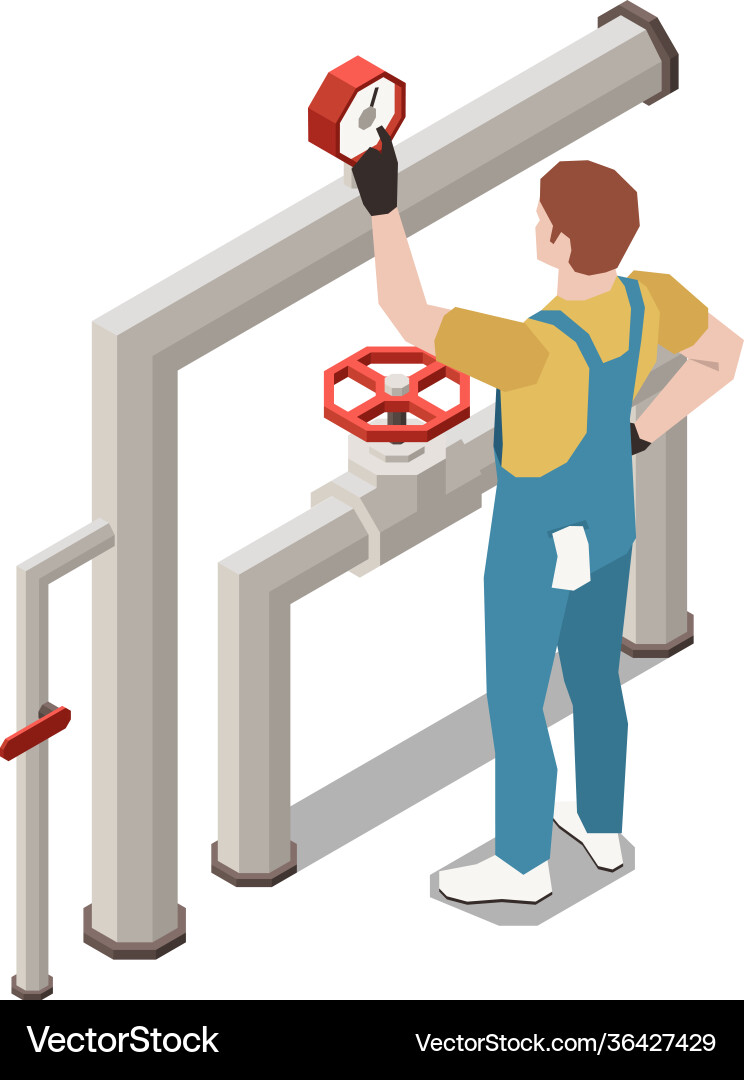 Plumber pipe check composition Royalty Free Vector Image