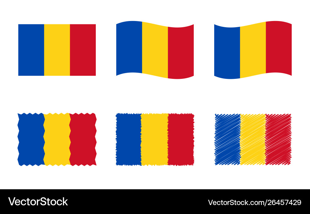 Romania flag set official colors and proportion Vector Image