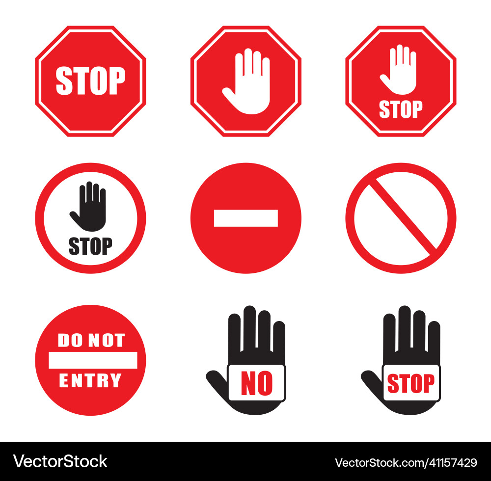 Stop do not enter danger warning traffic sign Vector Image