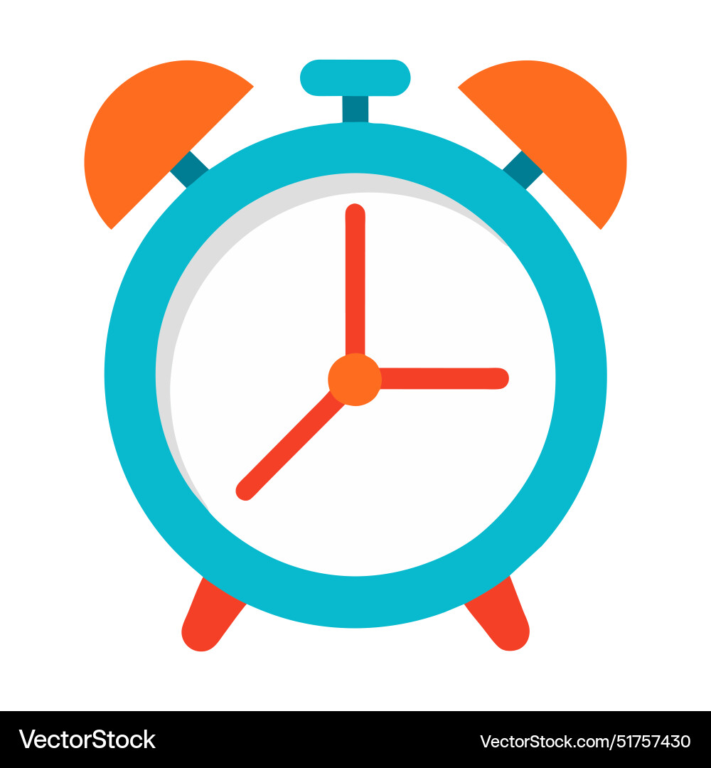 Alarm clock flat icon on white background Vector Image