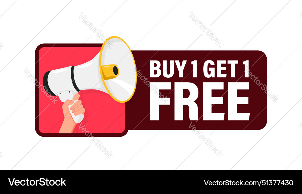 Buy one get free 1 hand hold Royalty Free Vector Image