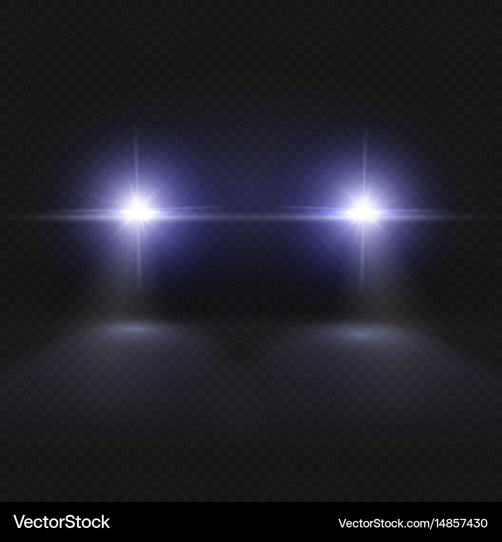 Car headlights headlamp glowing effect Royalty Free Vector