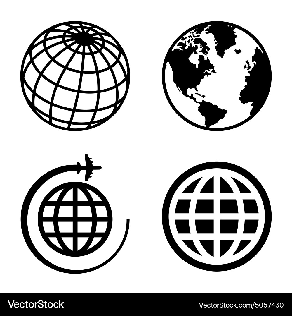 Earth globe icons set Royalty Free Vector Image