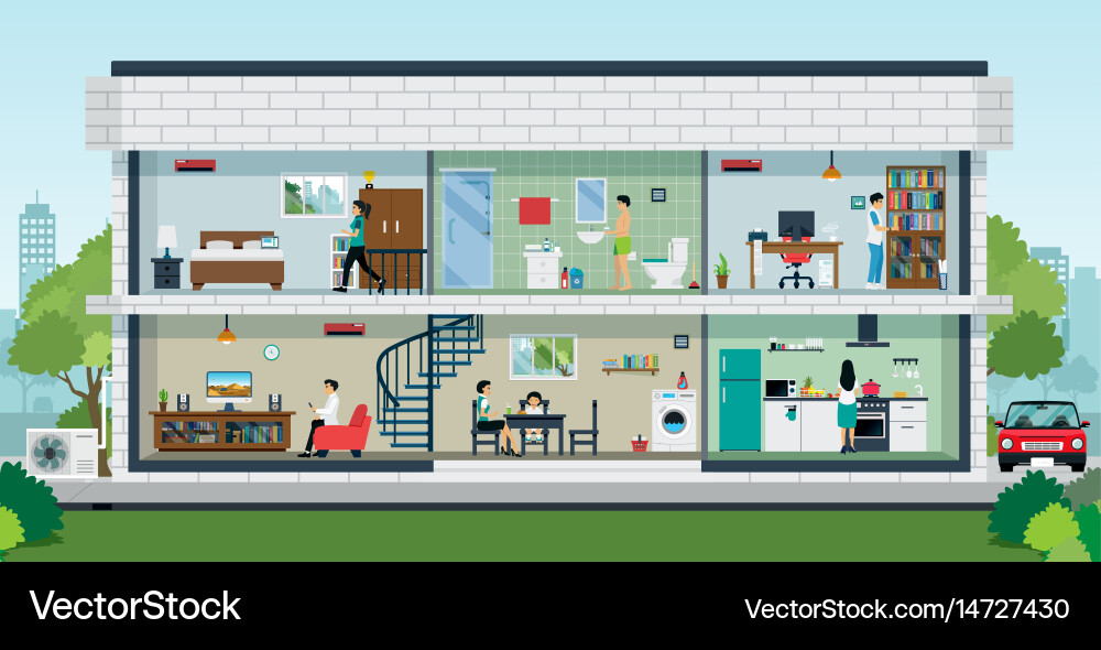 Happy family home Royalty Free Vector Image - VectorStock