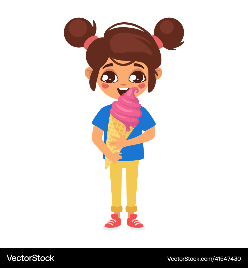 Kid eating an ice cream Royalty Free Vector Image