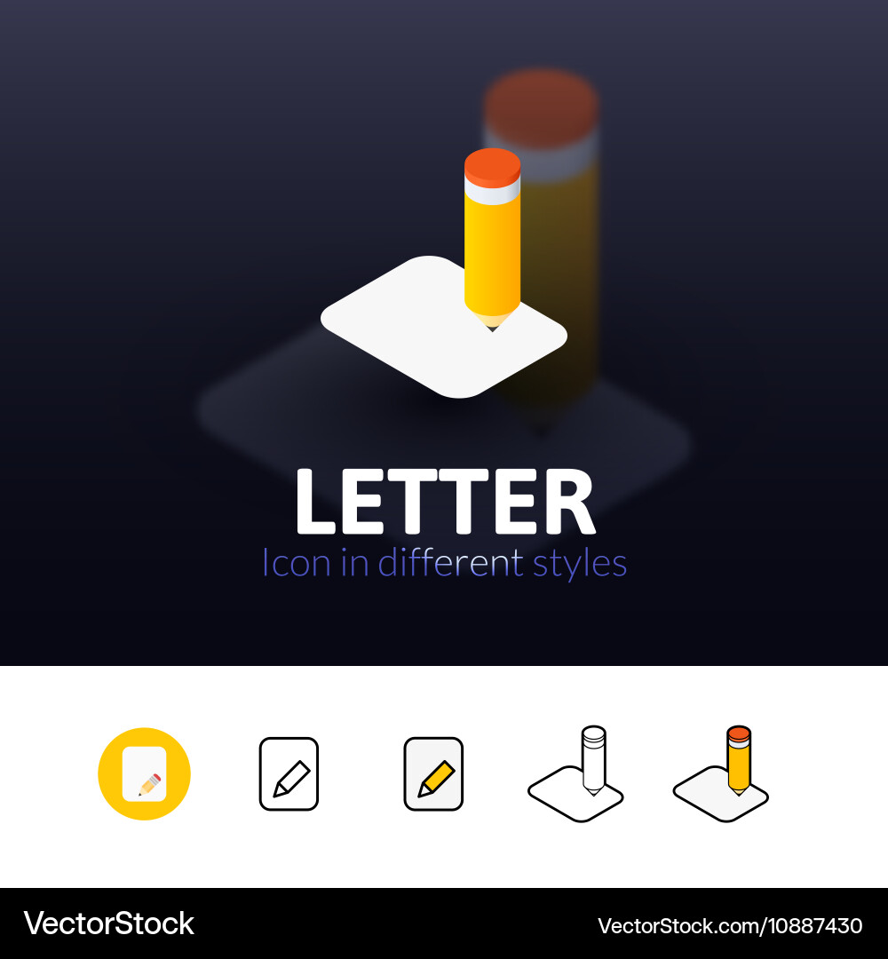 Letter icon in different style Royalty Free Vector Image