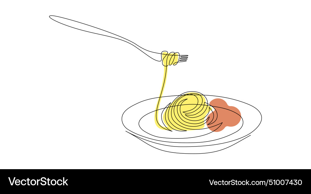 Pasta and spaghetti in one continuous line drawing