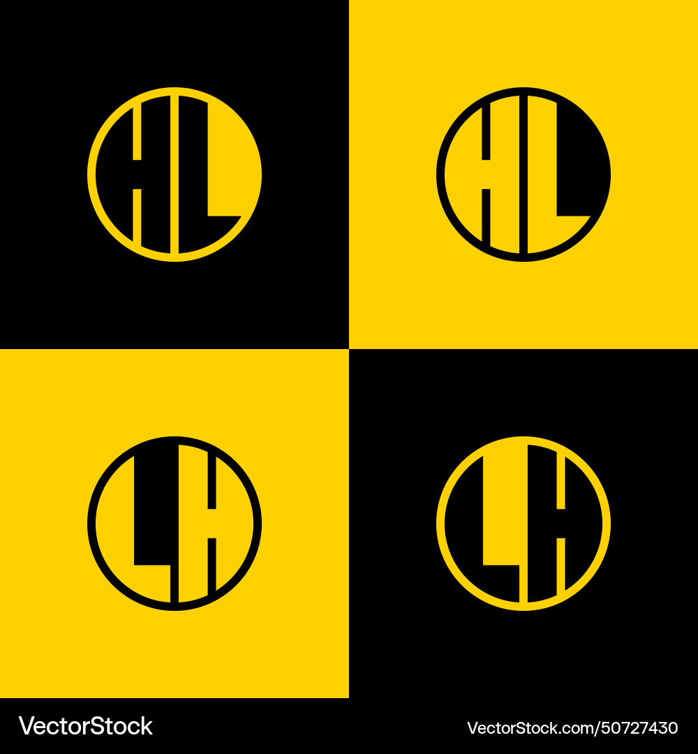 Simple hl and lh letters circle logo set suitable Vector Image