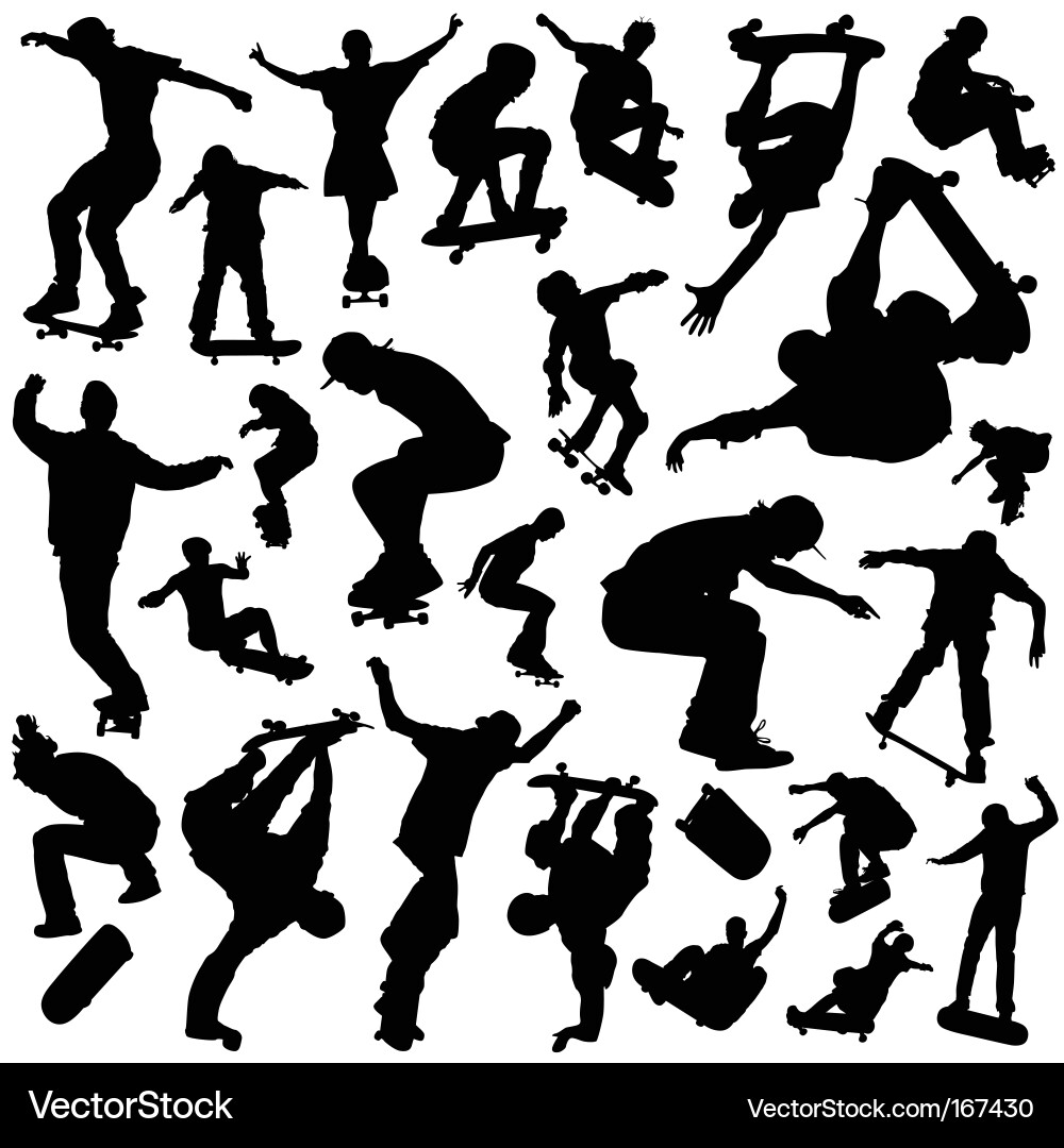 Skateboarding set Royalty Free Vector Image - VectorStock