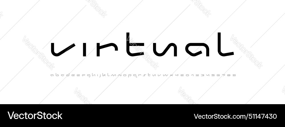 Virtual wide future font digital cyber alphabet Vector Image
