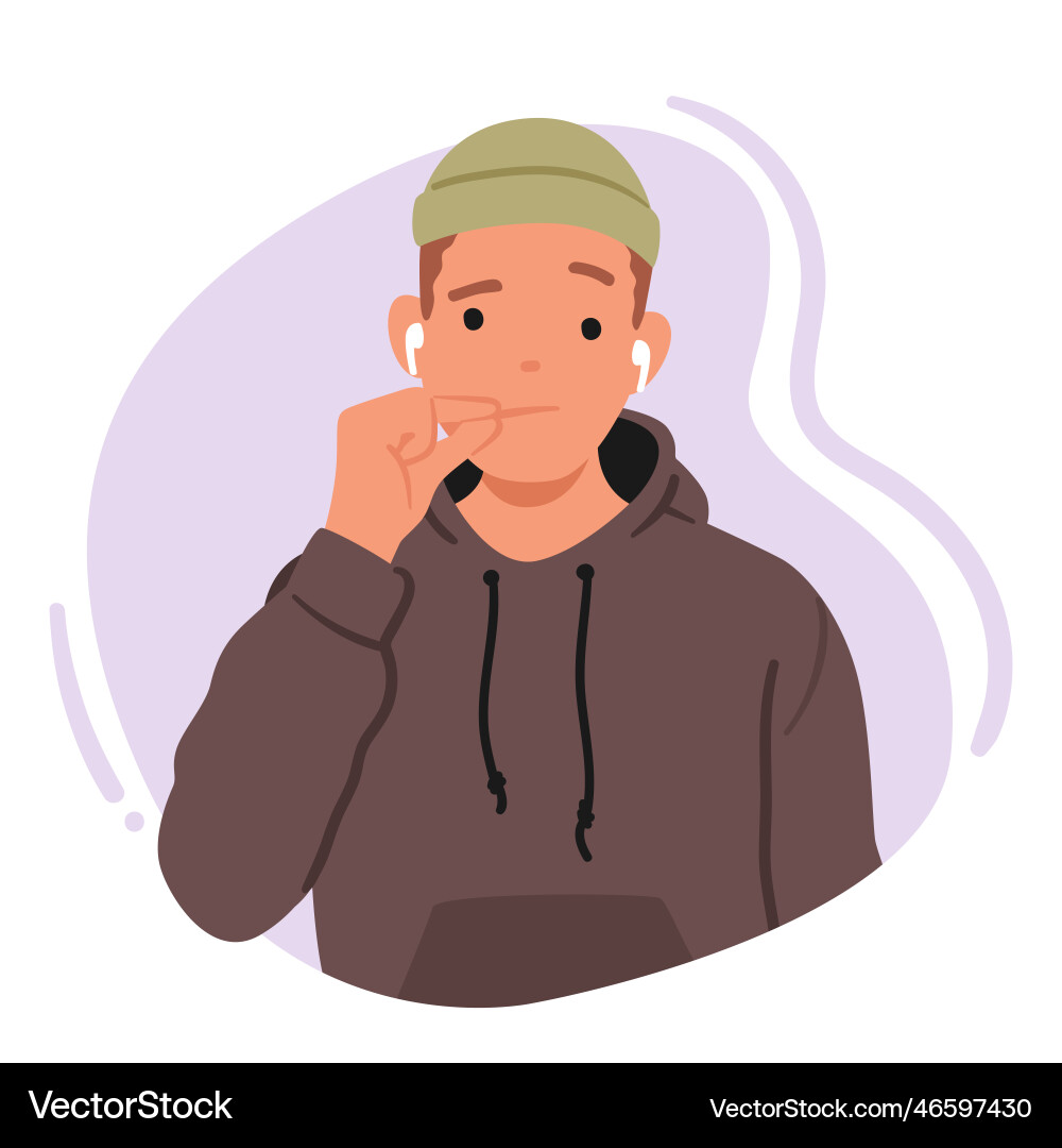 Young male character making the silent gesture Vector Image