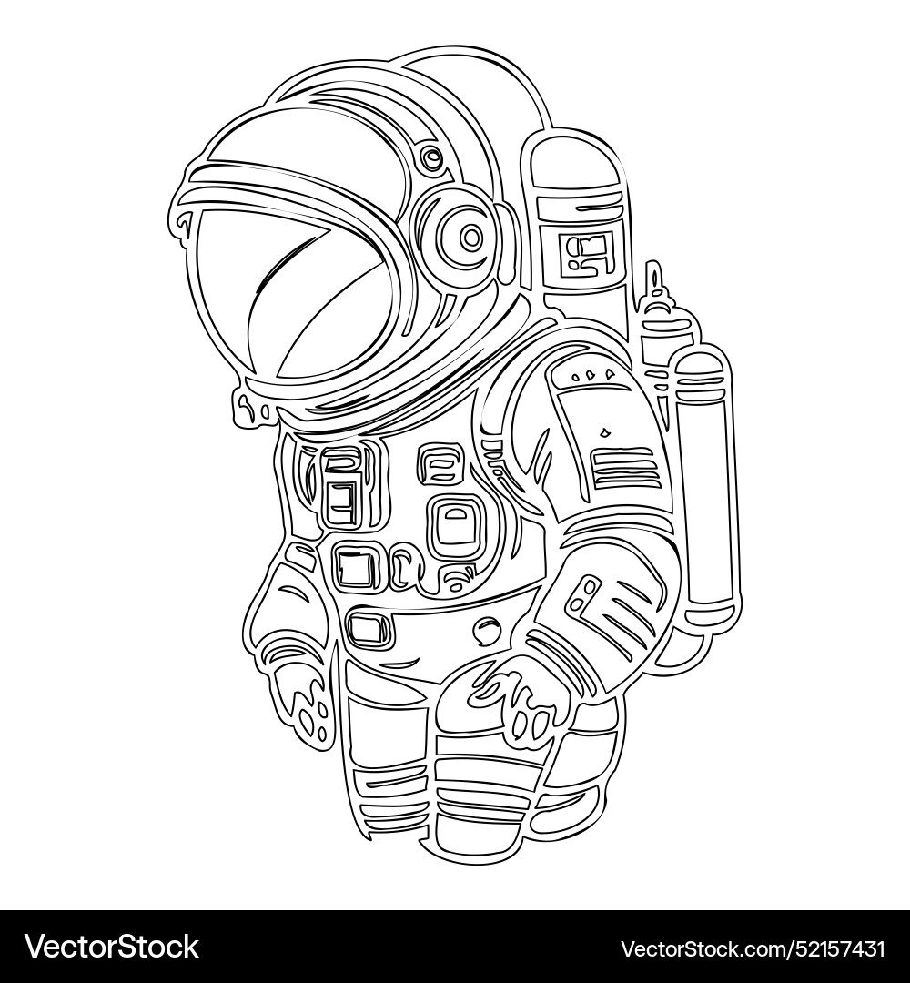 Astronaut outline sketch Royalty Free Vector Image