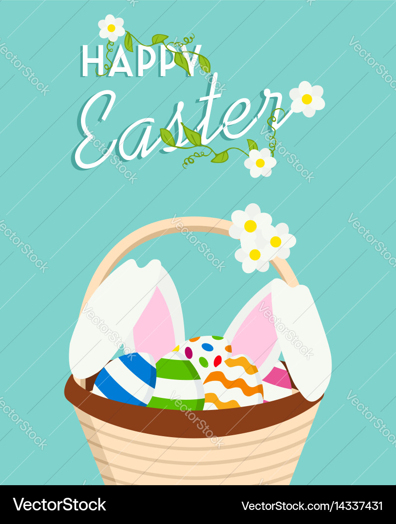 Easter Rabbit and Egg Basket Royalty Free Vector Image