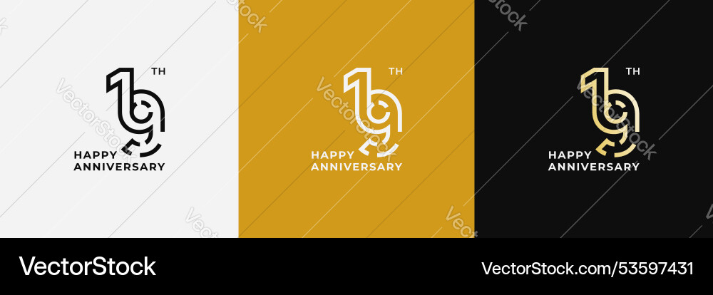 Logo 19th 19 years happy anniversary creative Vector Image