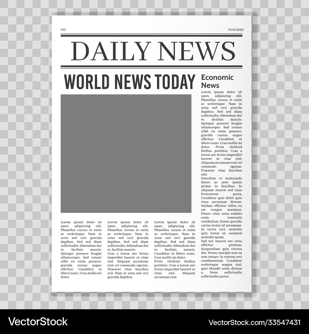 Newspaper Headline Mockup - Blank Page Royalty Free Vector