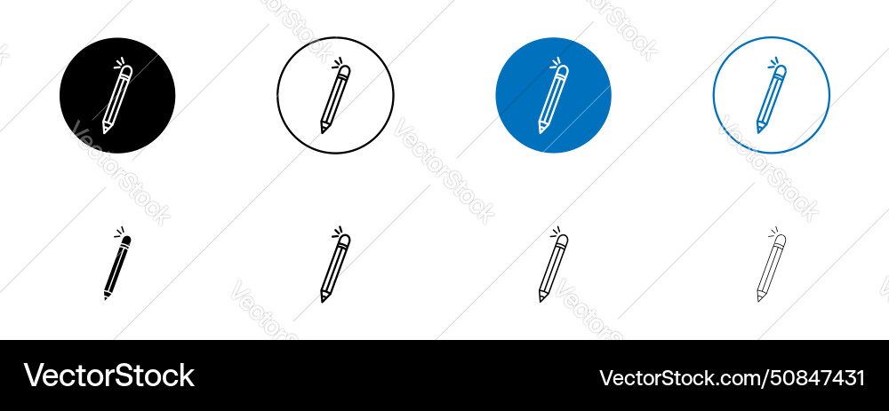 Pencil icon set creative crayons symbol writer Vector Image