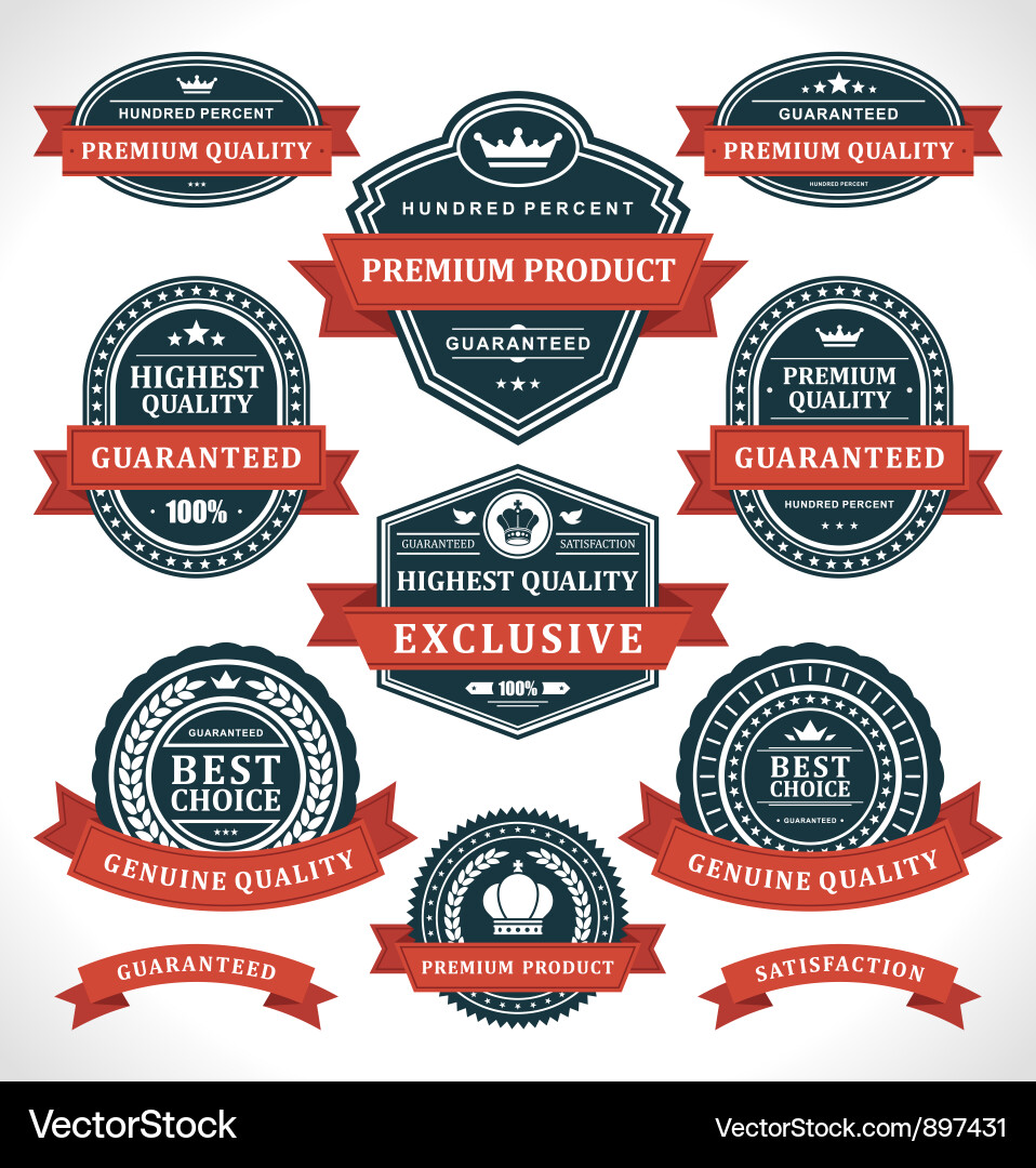 Retro Labels & Ribbon Set Royalty Free Vector Image