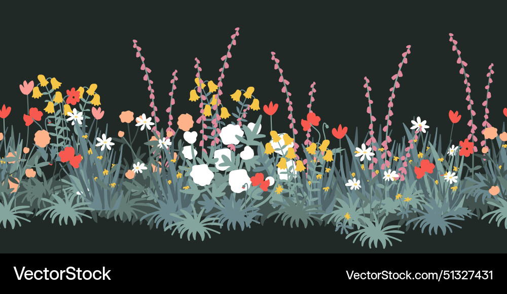 Seamless spring floral border with colorful Vector Image