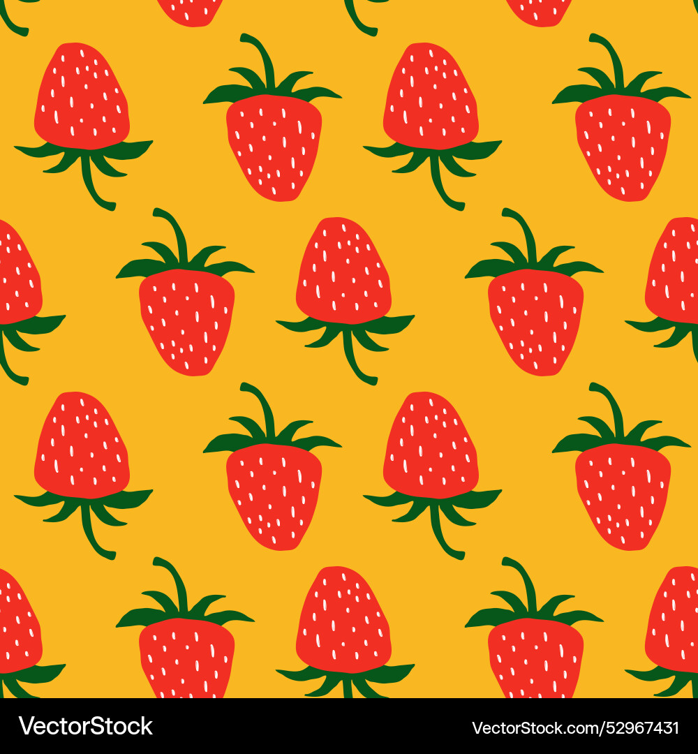 Strawberry fruit pattern food print for kids Vector Image