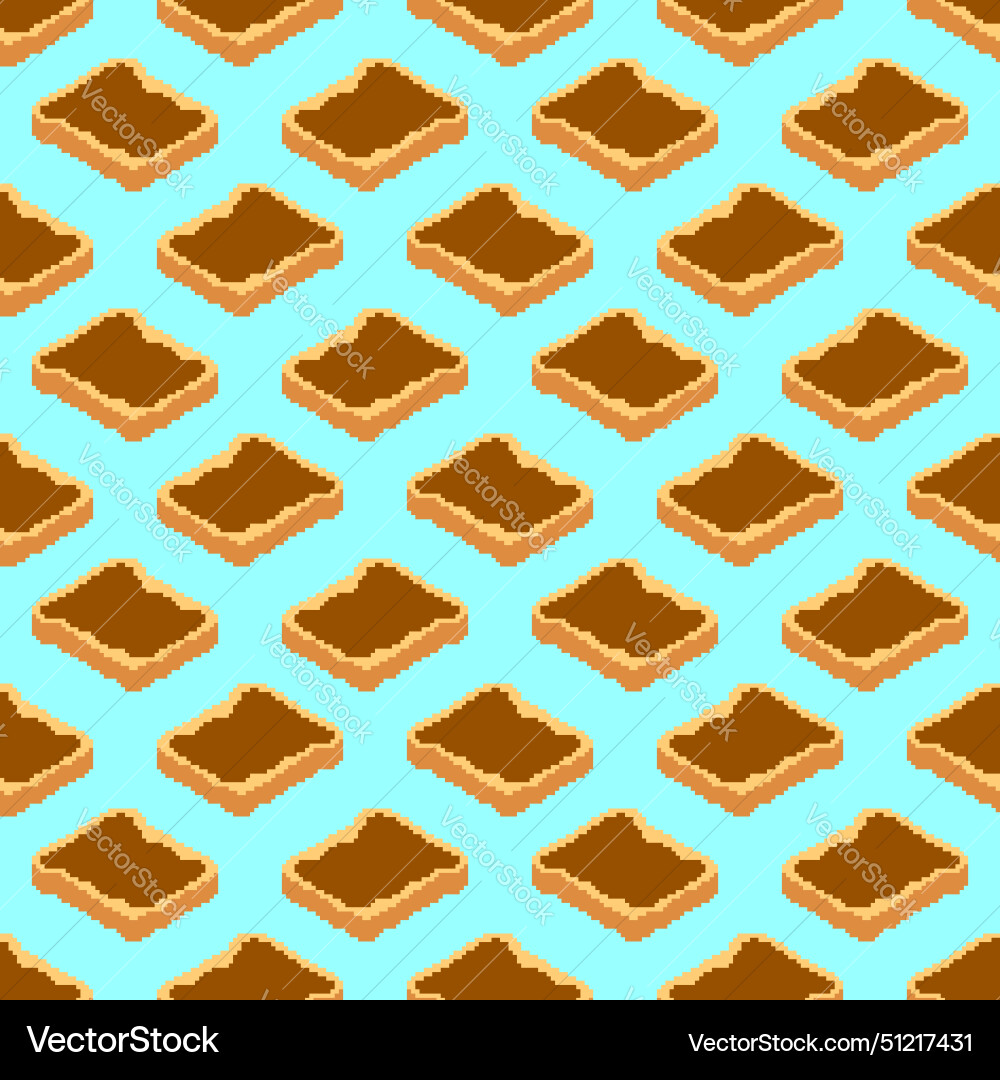 Toast with chocolate spread pixel art pattern Vector Image