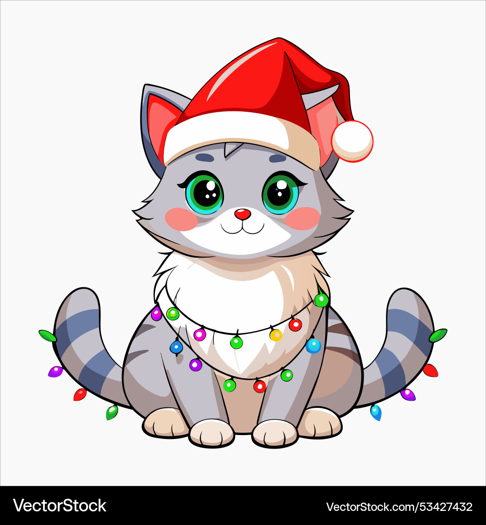 Christmas cat Royalty Free Vector Image - VectorStock