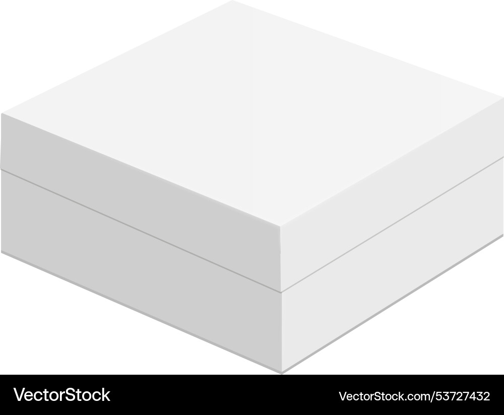 Closed square box white paper realistic mockup Vector Image