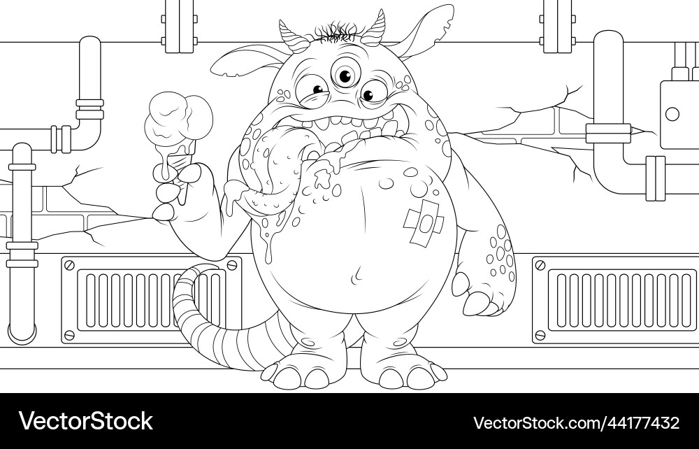 Funny cartoon monster eating Royalty Free Vector Image